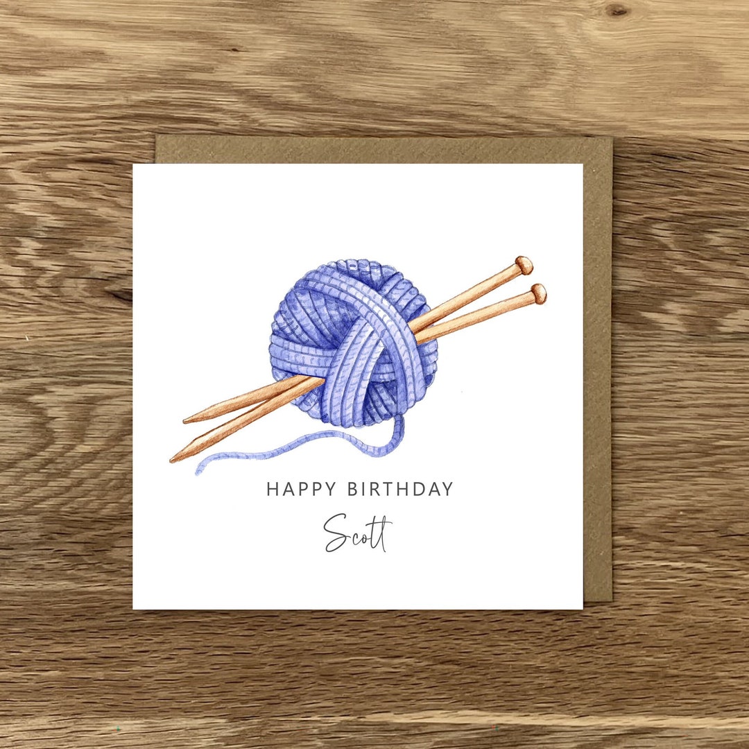 Personalised Knitting Birthday Card Male Knitting Card Male - Etsy