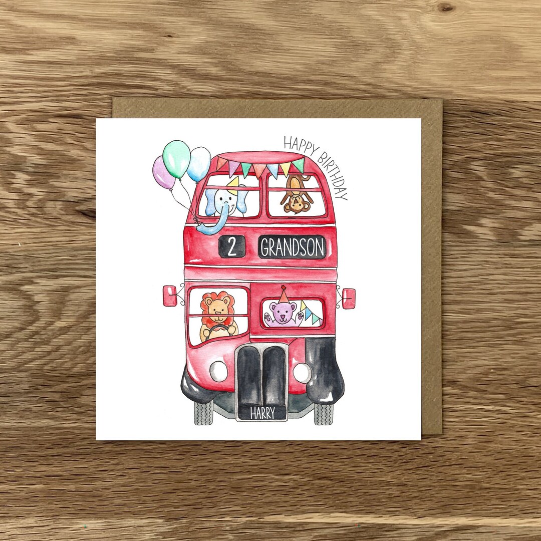 Personalised Party Bus Birthday Card Children's Party - Etsy