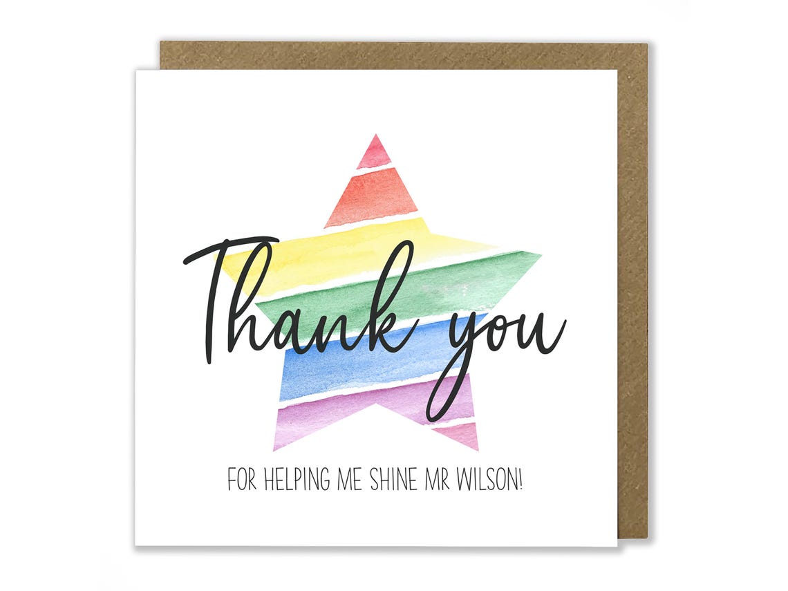 Personalised Thank You Teacher Card, Thank You for Helping Me Shine ...