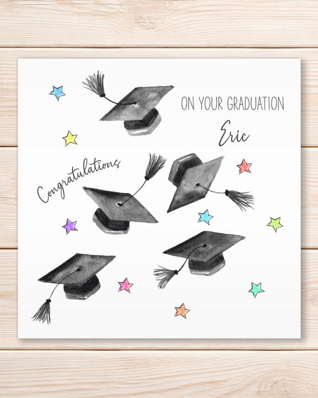 Personalised Graduation Card, Mortar Board Card, Congratulations Card ...