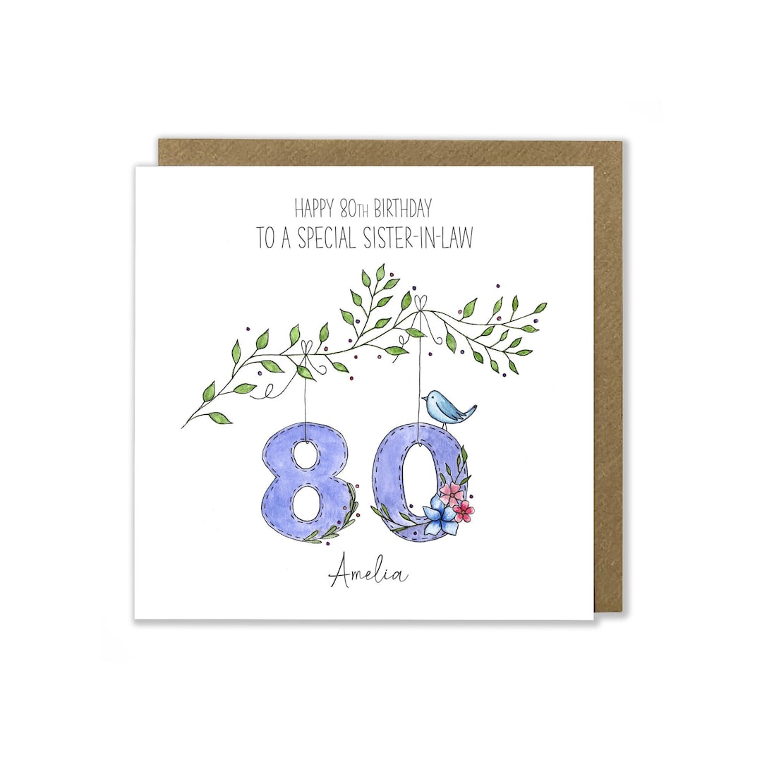 Personalised 80th Birthday Card, Age 80 Card, Female Greeting Card ...