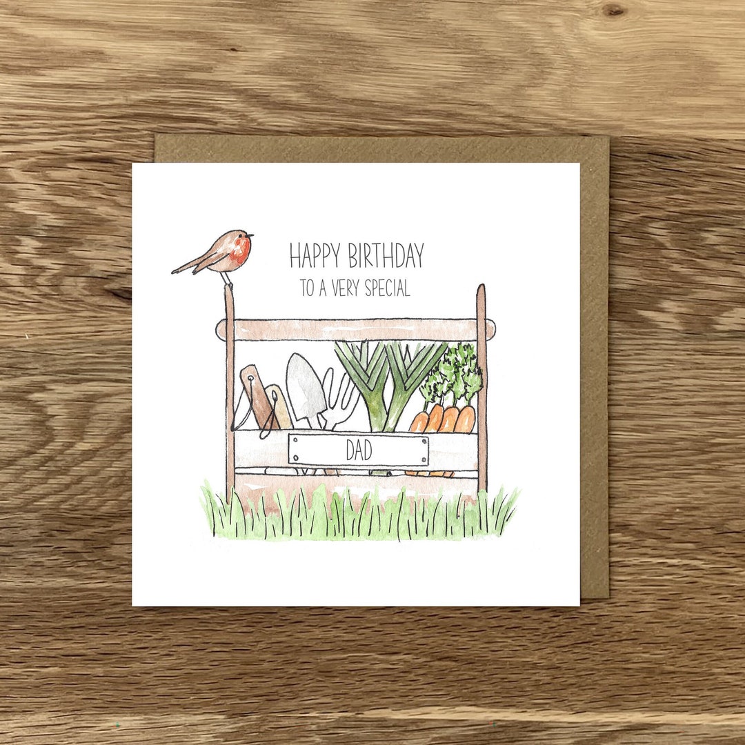 Gardening Birthday Card Gardening Tool and Vegetable Card - Etsy