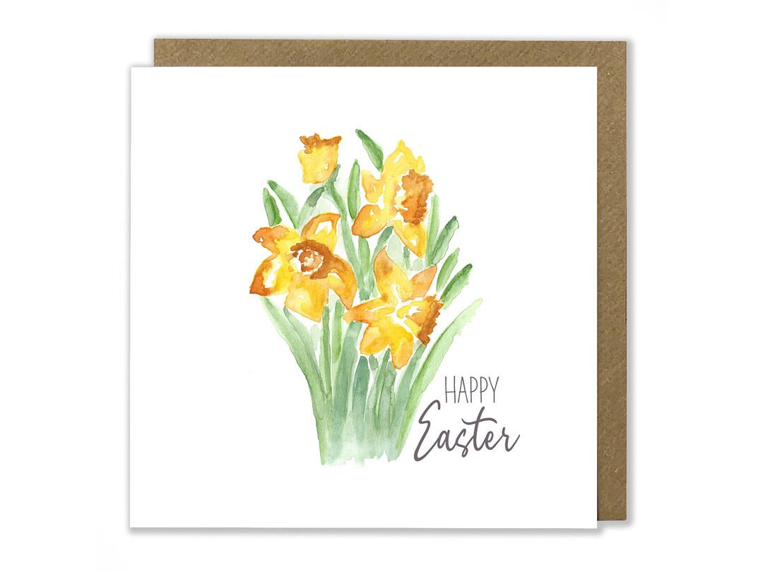 Easter Daffodils Card, Happy Easter Card, Easter Greetings Card ...