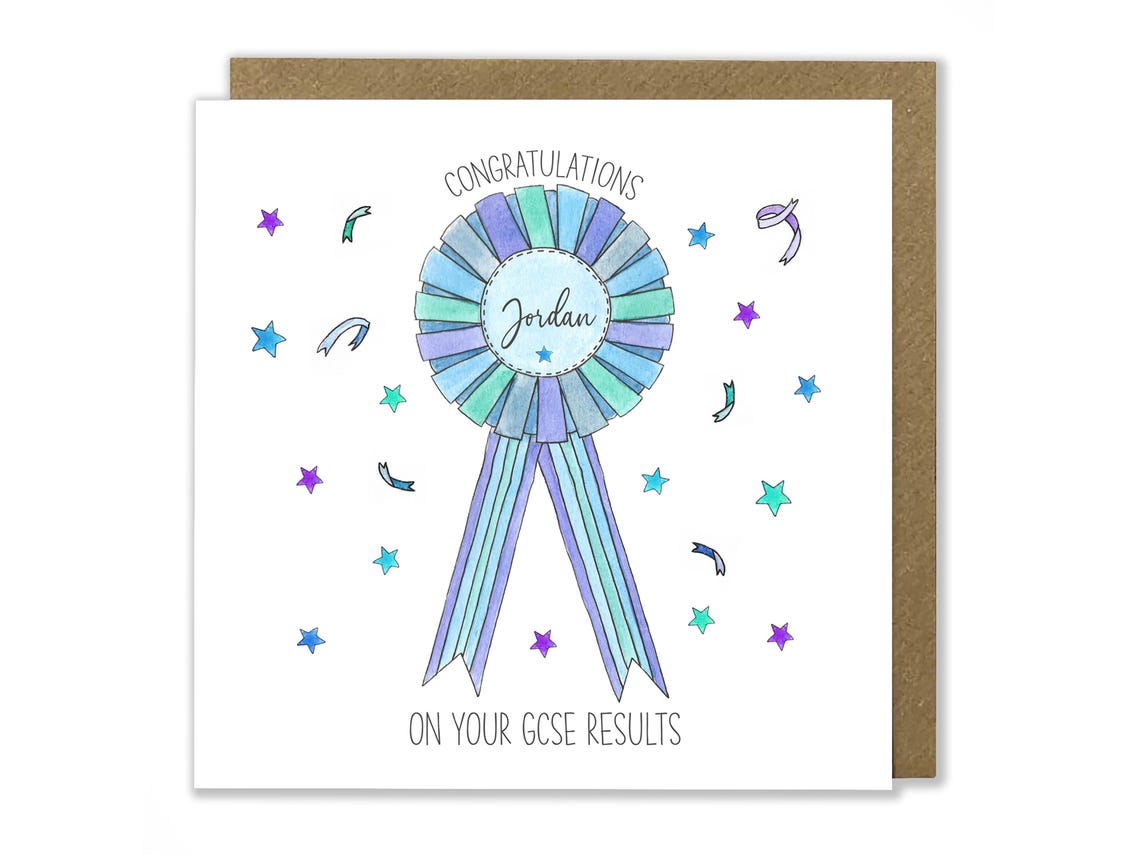 Personalised Exam Results Congratulations Card, Rosette ...