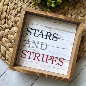 Stars and Stripes Wood Sign | Rustic Patriotic Farmhouse Decor | Fourth ...