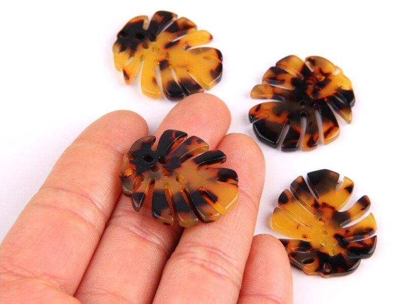 6PCS Tortoise Acetate Acrylic Earring Charms-monstera Leaf - Etsy