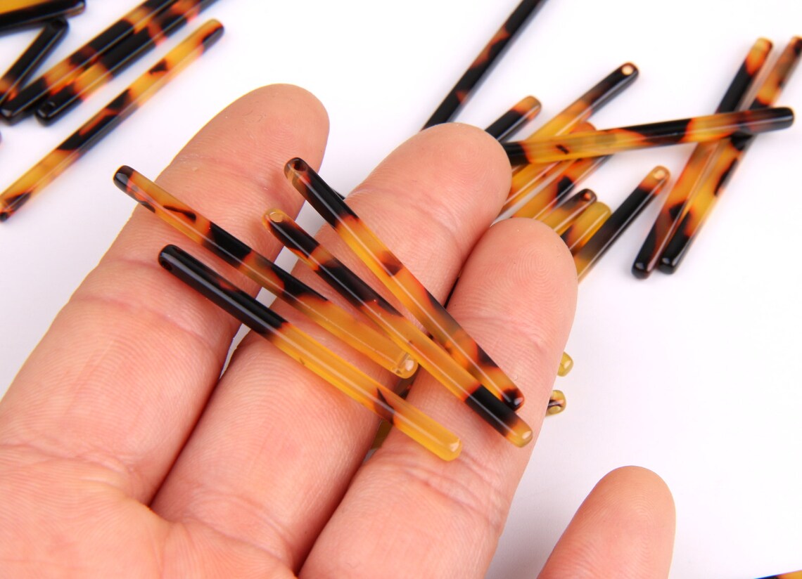 6PCS Tortoise Shell Acetate Acrylic Earring Charms-sticks/bar - Etsy