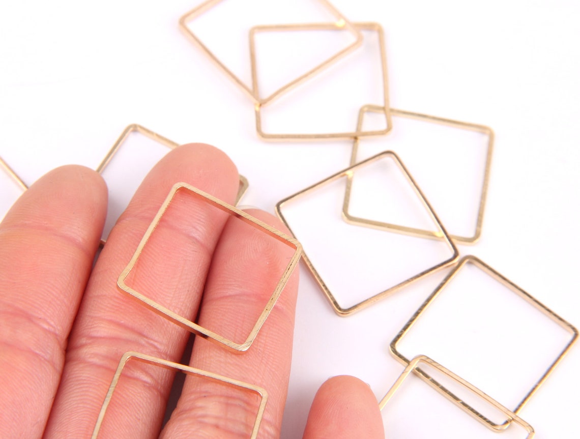 6PCS KC Gold Brass Charms Square Shaped Raw Brass Charms | Etsy