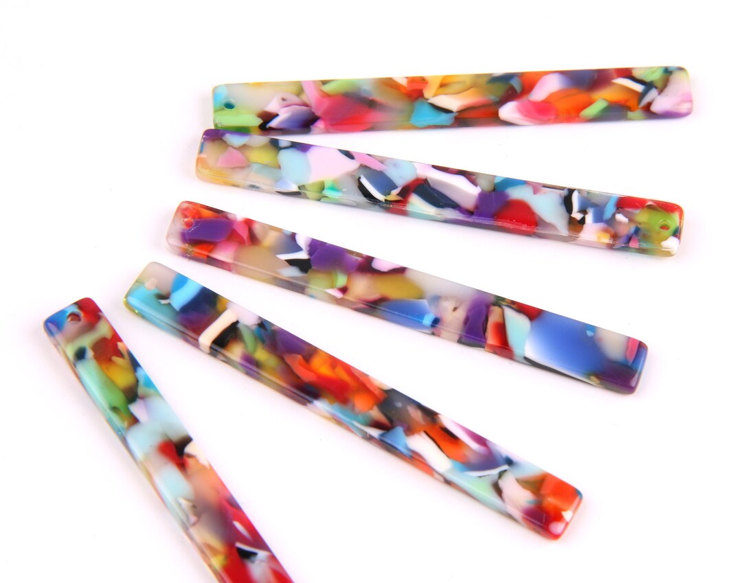 6pcs+tortoise Shell Acetate Acrylic Earring Charm-rectangle and Rod Bar ...