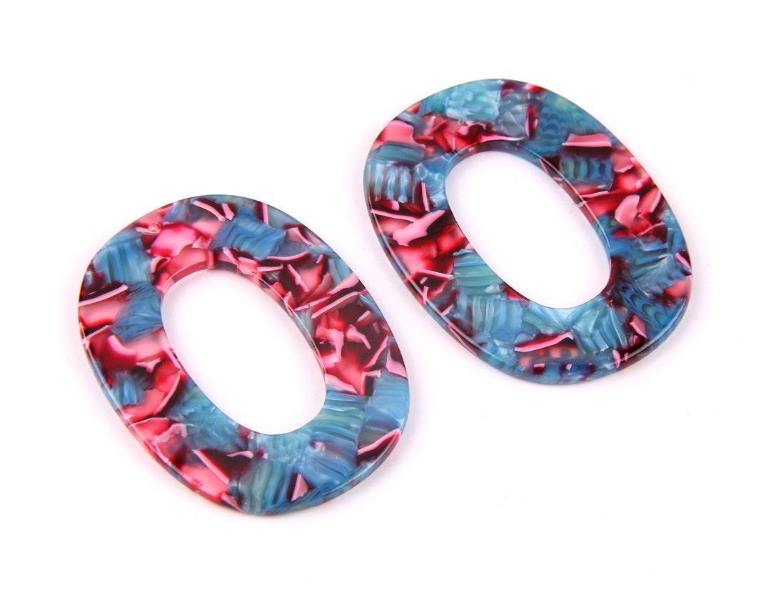 6PCS+ Acetate Acrylic Earring Charms-acrylic Oval Circle Shaped Pendant ...