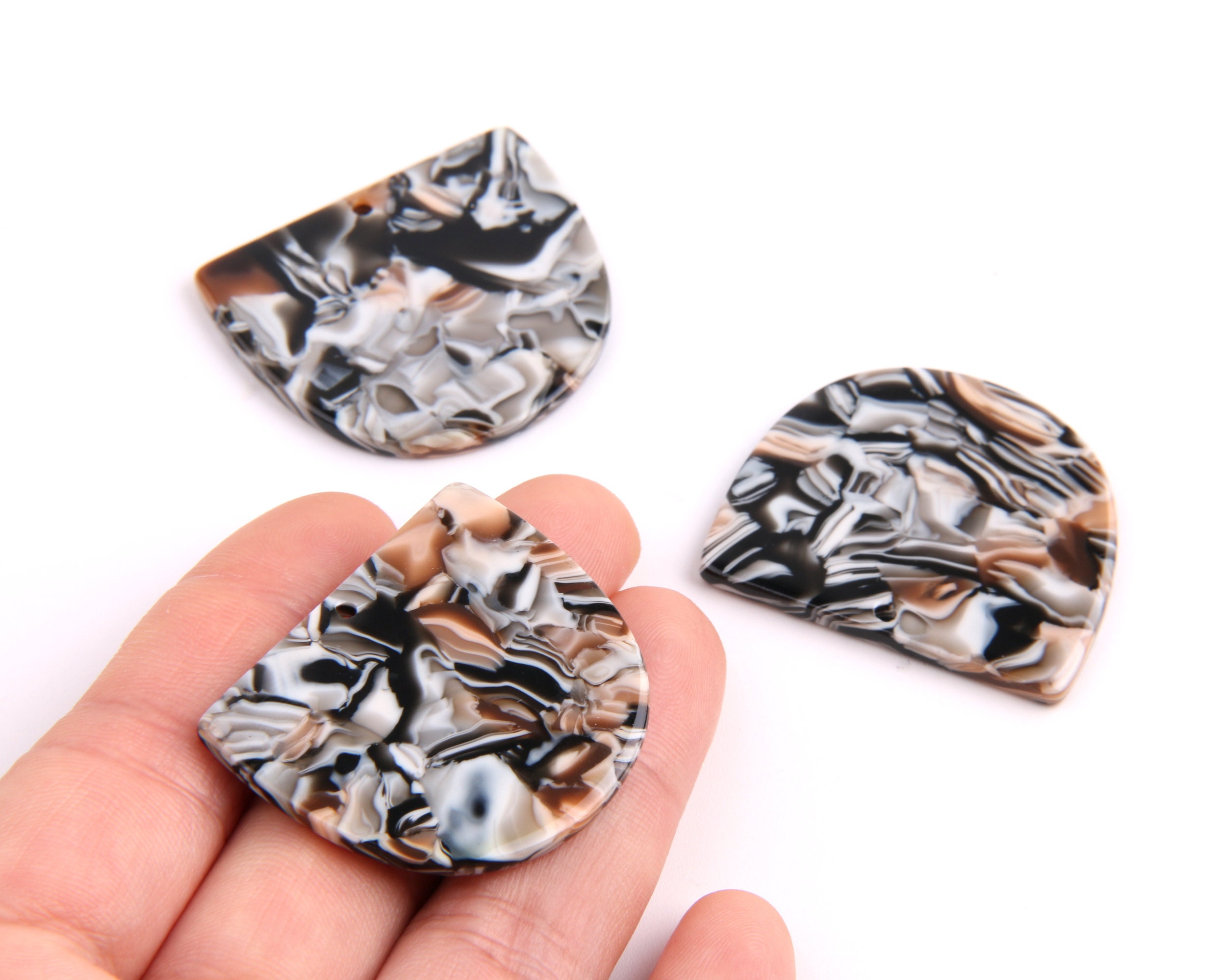 6PCS Tortoise Shell Acetate Acrylic Earring Charms-D Shaped | Etsy