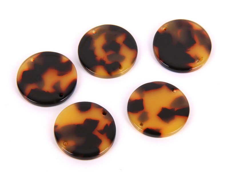 6PCS+ Tortoise Shell Acetate Acrylic Earring Charms-coin Shaped Pendant ...