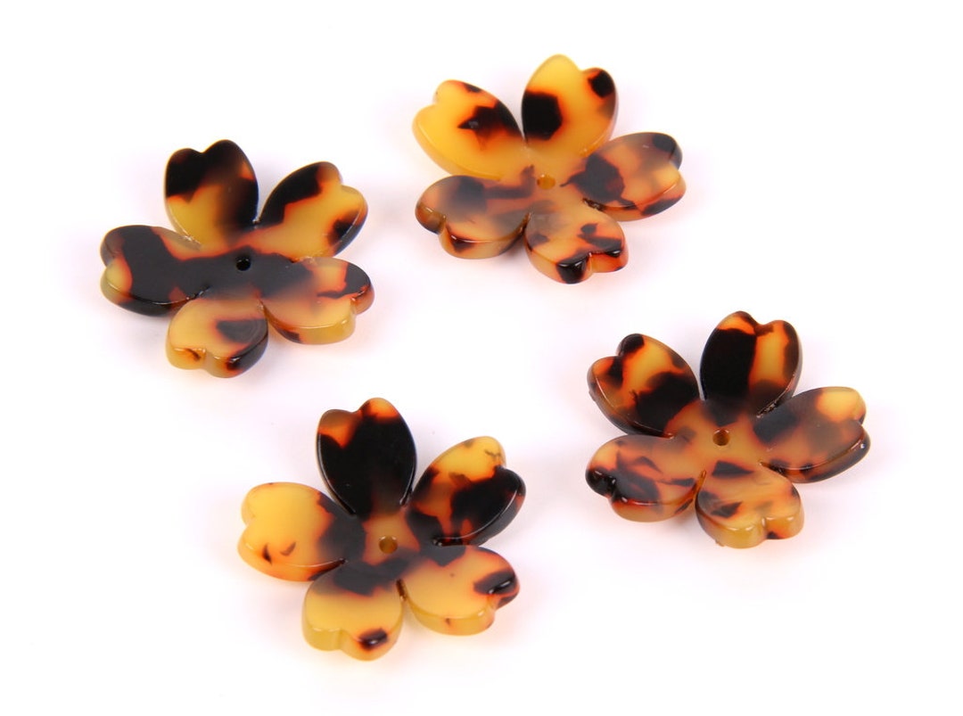 6PCS+ Tortoise Shell Acetate Acrylic Earring Charms-sakura Cherry ...