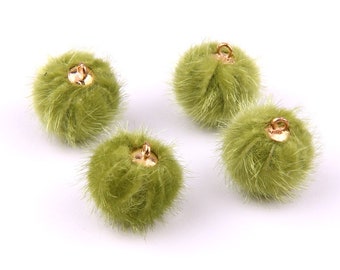 Pom Pom Earring Charms Fur Ball Pendant Aluminum Alloy Earring Findings ...