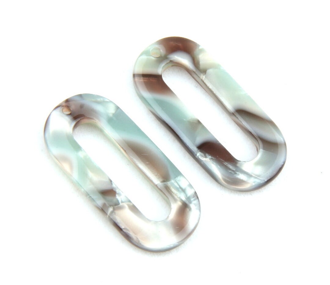 4pcs Acetate Acrylic Oblong Charm Chunky Oval Charm Pearl Mosaic Drop ...