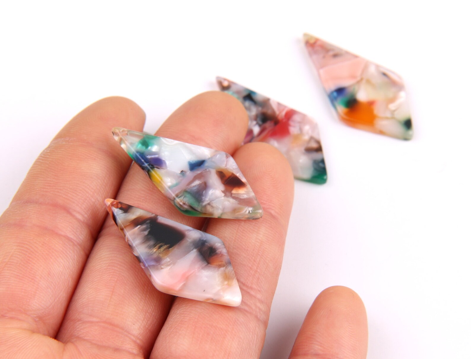 6PCS Tortoise Shell Acetate Acrylic Earring Charms Rhombus - Etsy