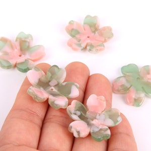 6PCS+ Tortoise Shell Acetate Acrylic Earring Charms-sakura Cherry ...