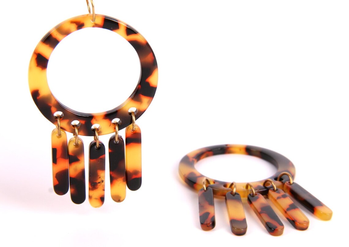 2PCS Tortoise Shell Acetate Acrylic Earring Charms-circle - Etsy