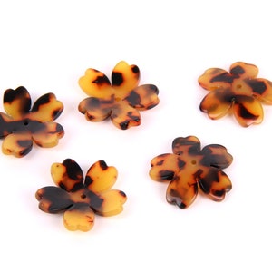 6PCS+ Tortoise Shell Acetate Acrylic Earring Charms-sakura Cherry ...
