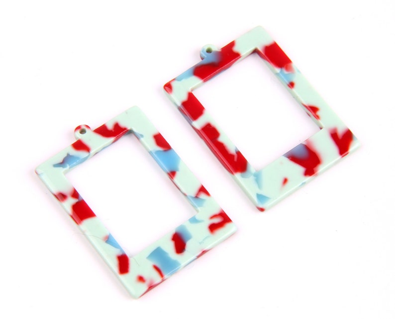 6PCS+ Tortoise Shell Acetate Acrylic Earring Charms-rectangle Frame ...