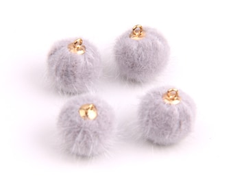 Pom Pom Earring Charms Fur Ball Pendant Aluminum Alloy Earring Findings ...