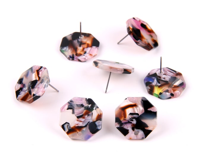 Acetate Octagon Earring Stud Octagon Earring Post and Stud Earring ...