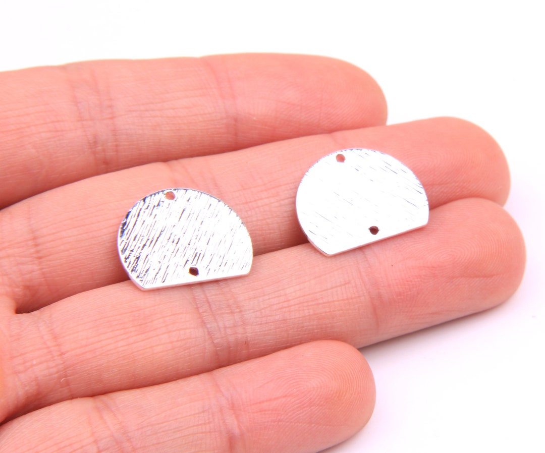 Silver Plated D Shape Earring Charms-brush Finishing Pendant-earring ...