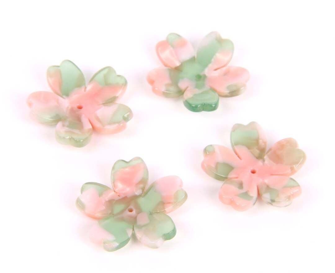 6PCS+ Tortoise Shell Acetate Acrylic Earring Charms-sakura Cherry ...