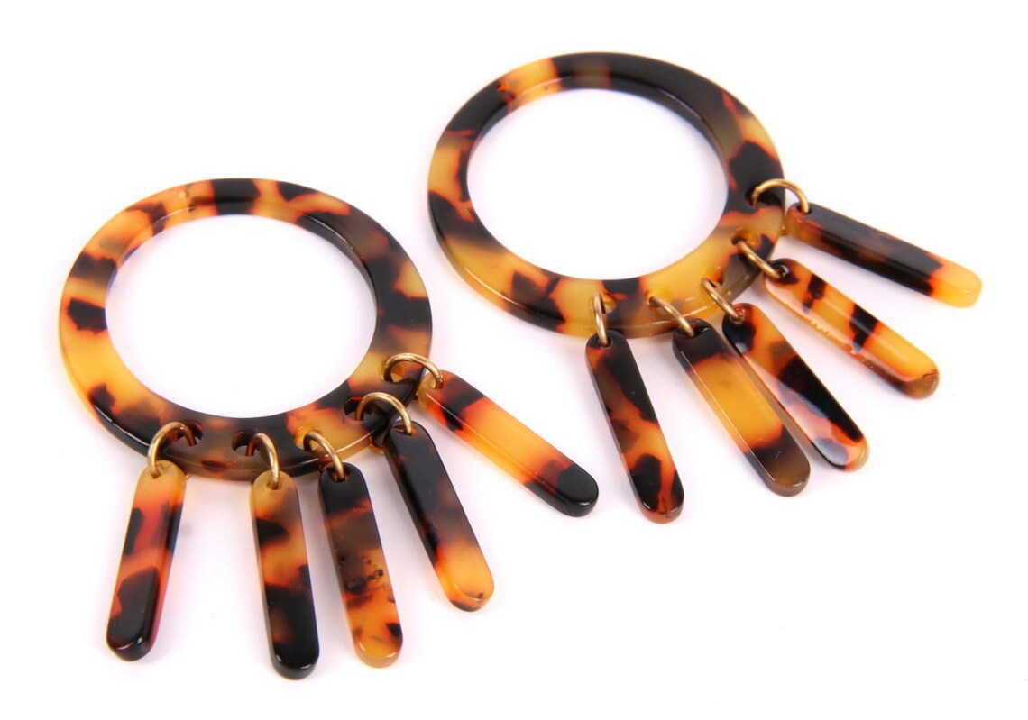 2PCS Tortoise Shell Acetate Acrylic Earring Charms-circle - Etsy