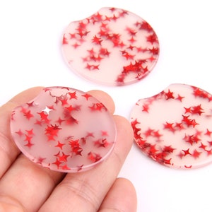 6PCS+ Acrylic Earring Charms-special Round Shaped Pendant-red Star ...