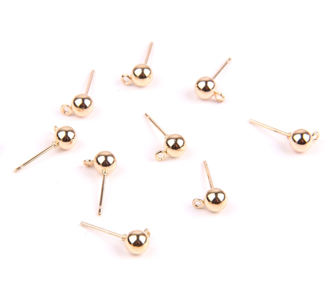 10PCS Brass Earring Stud/post Charms Ball Shape With - Etsy