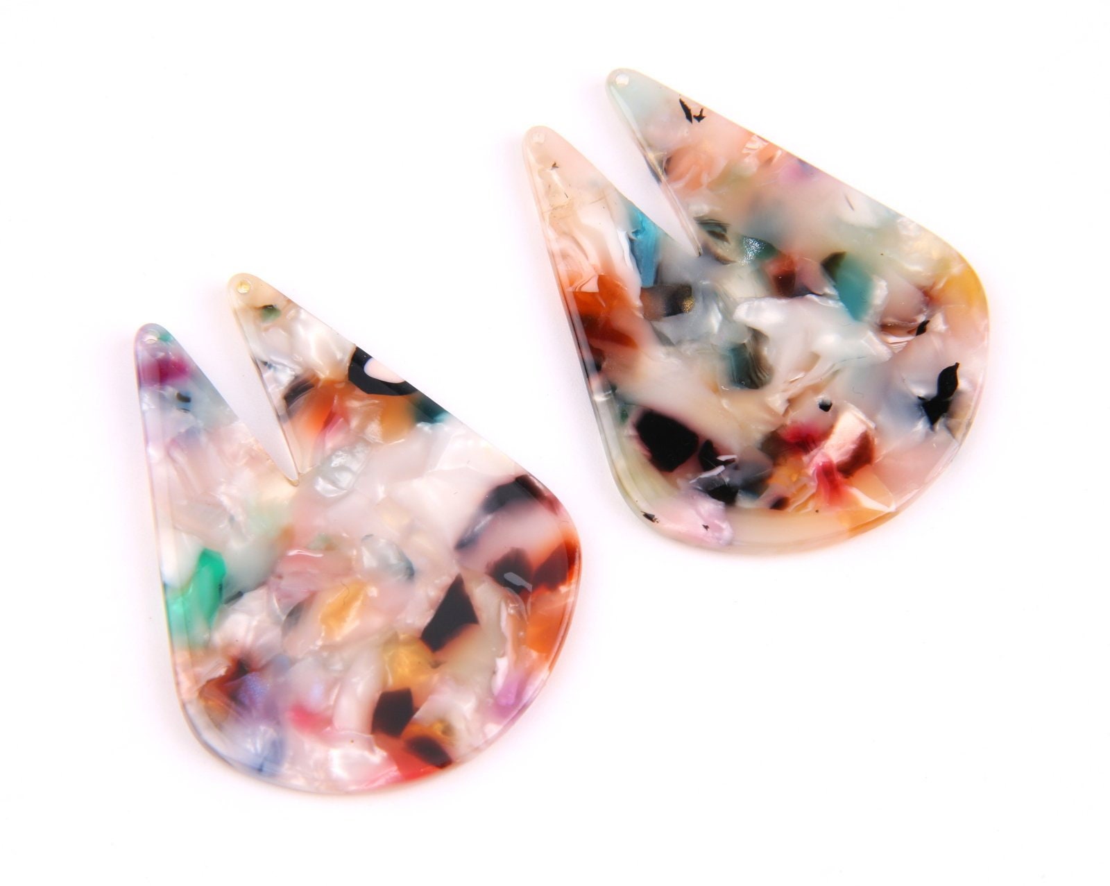 6PCS Tortoise Shell Acetate Acrylic Earring Charms With Two | Etsy