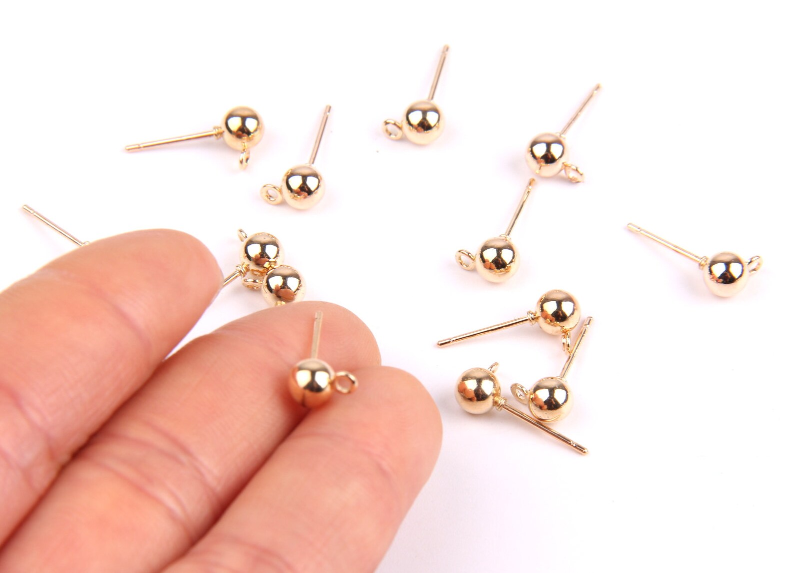 10PCS Brass Earring Stud/post Charms Ball Shape With - Etsy