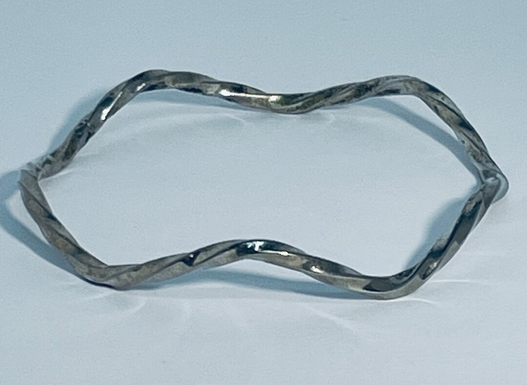 Vintage Sterling Silver Twist Design Bangle Bracelet - Etsy
