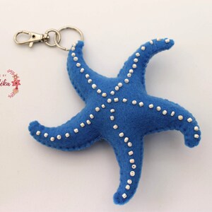 Felt Starfish Blue Starfish Keyring Summer Keychain Bag - Etsy