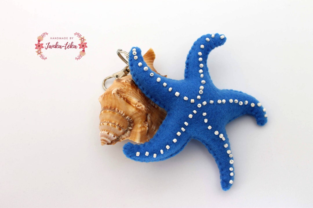 Felt Starfish Blue Starfish Keyring Summer Keychain Bag - Etsy