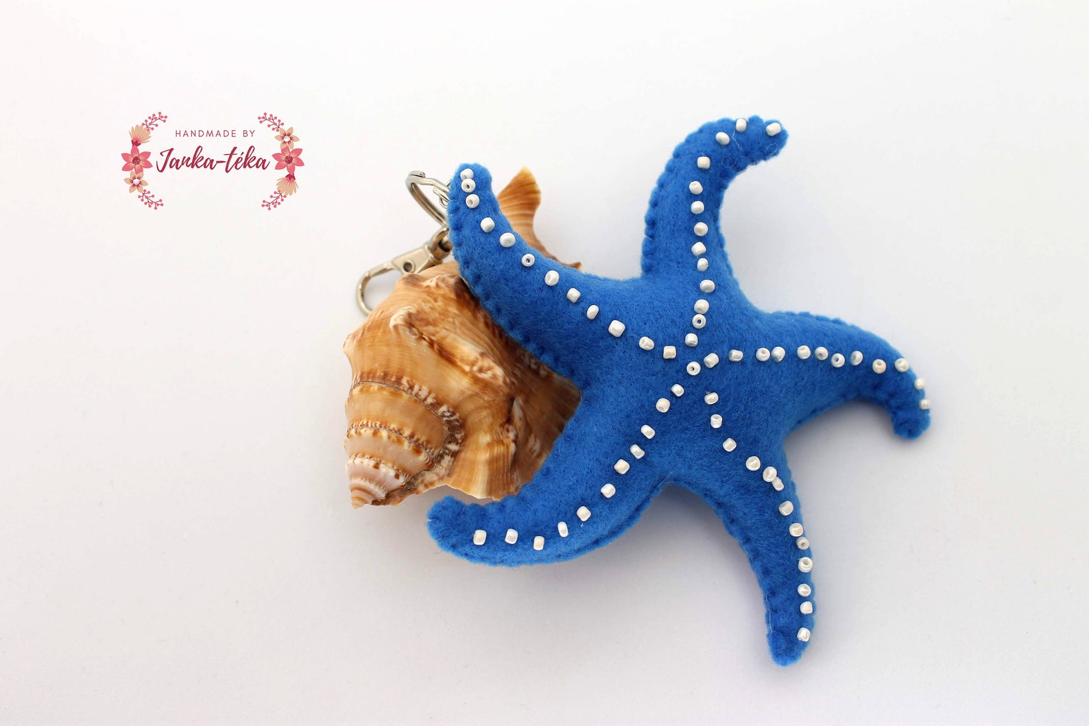 Felt Starfish Blue Starfish Keyring Summer Keychain Bag - Etsy
