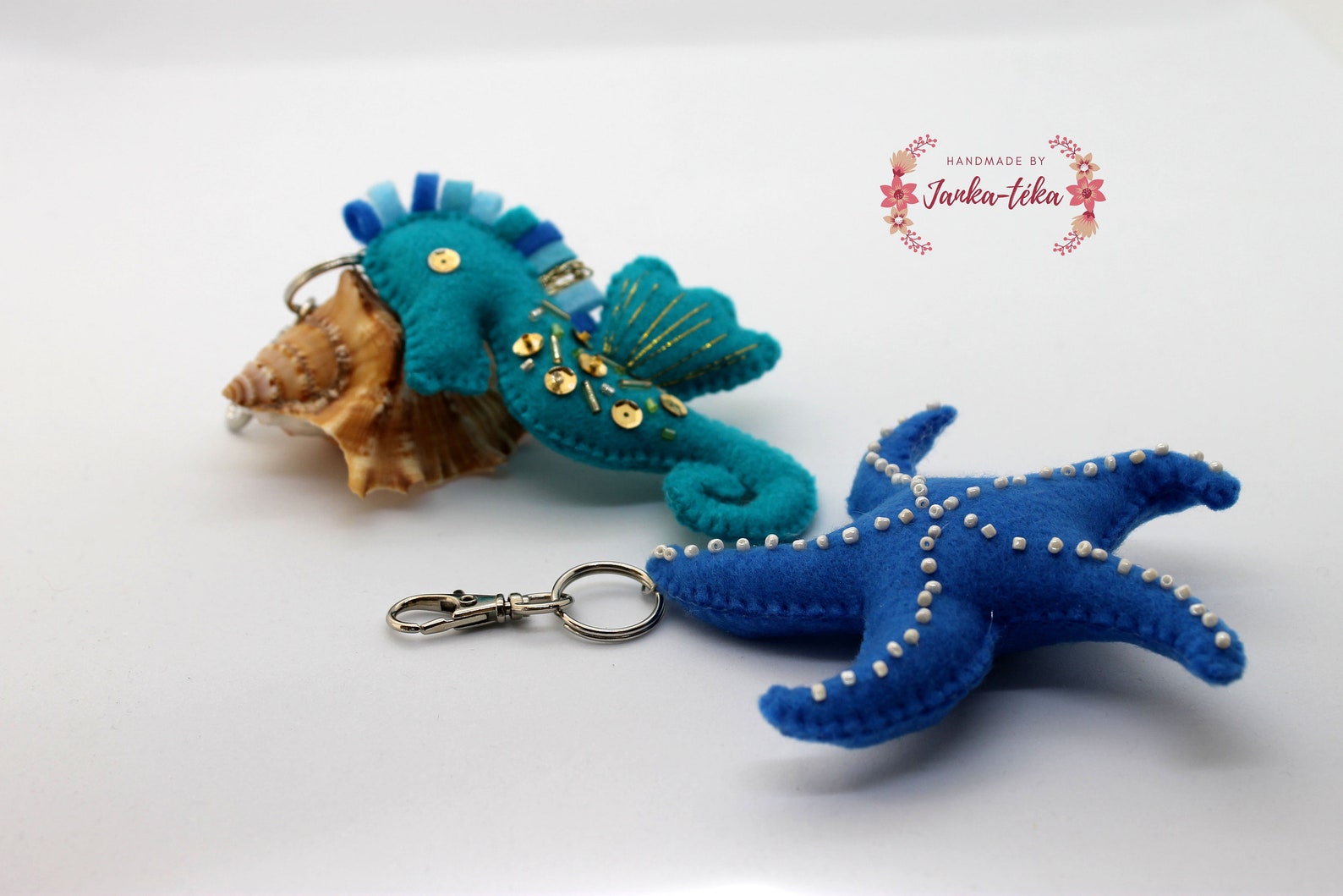 Felt Starfish Blue Starfish Keyring Summer Keychain Bag - Etsy