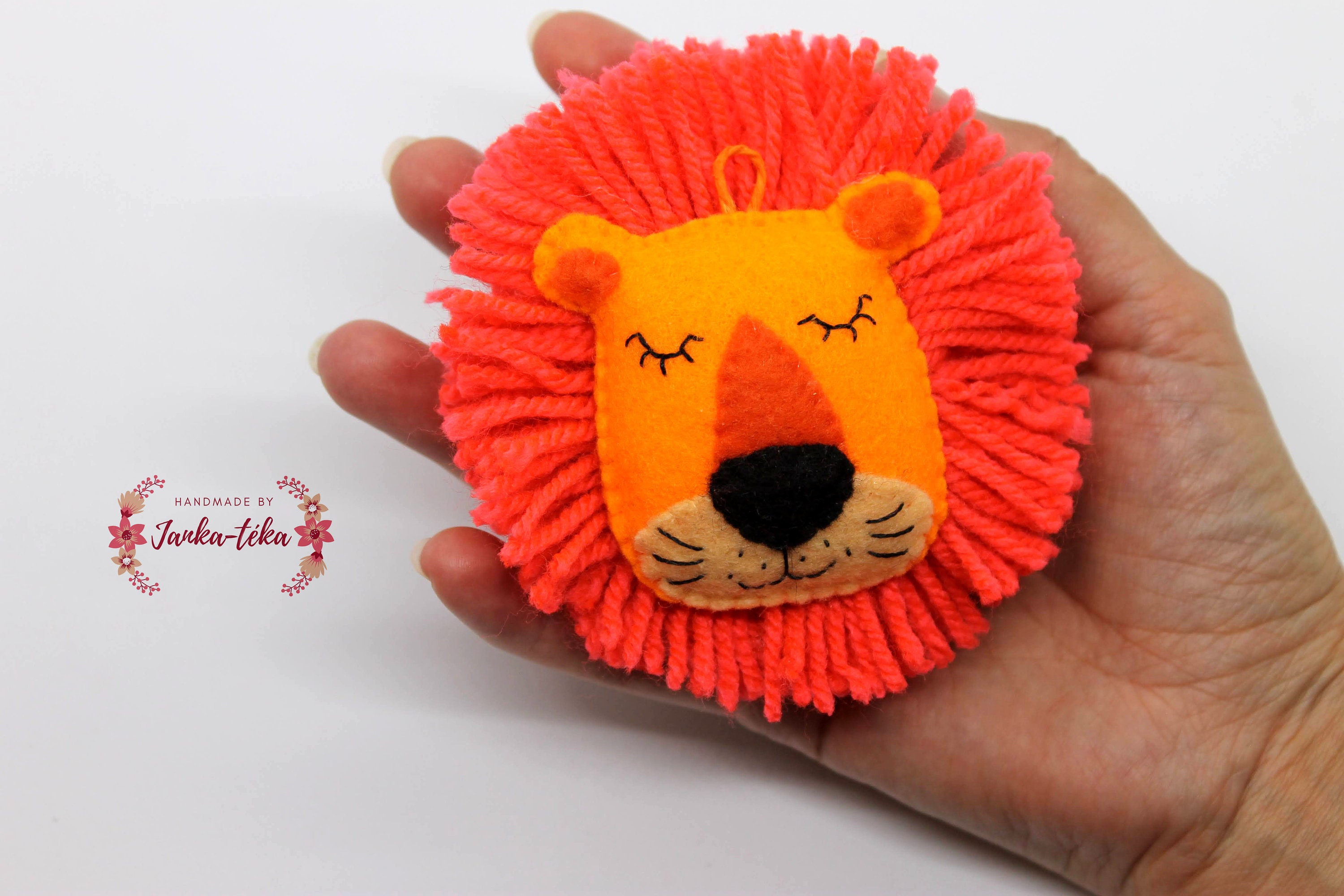 Orange Lion, Felt Big Cat, Lion Keychain, Lion Accessory, Hanging ...