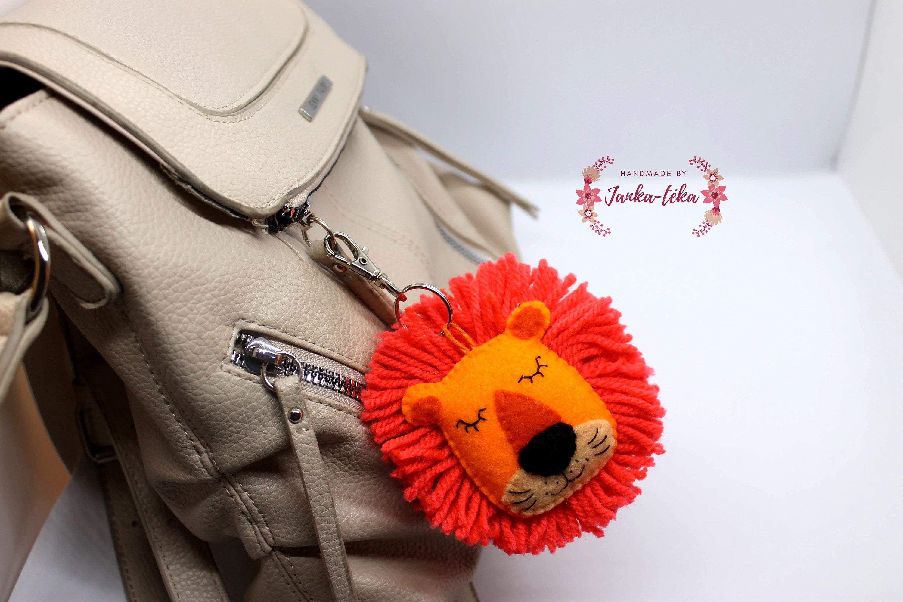 Orange Lion, Felt Big Cat, Lion Keychain, Lion Accessory, Hanging ...
