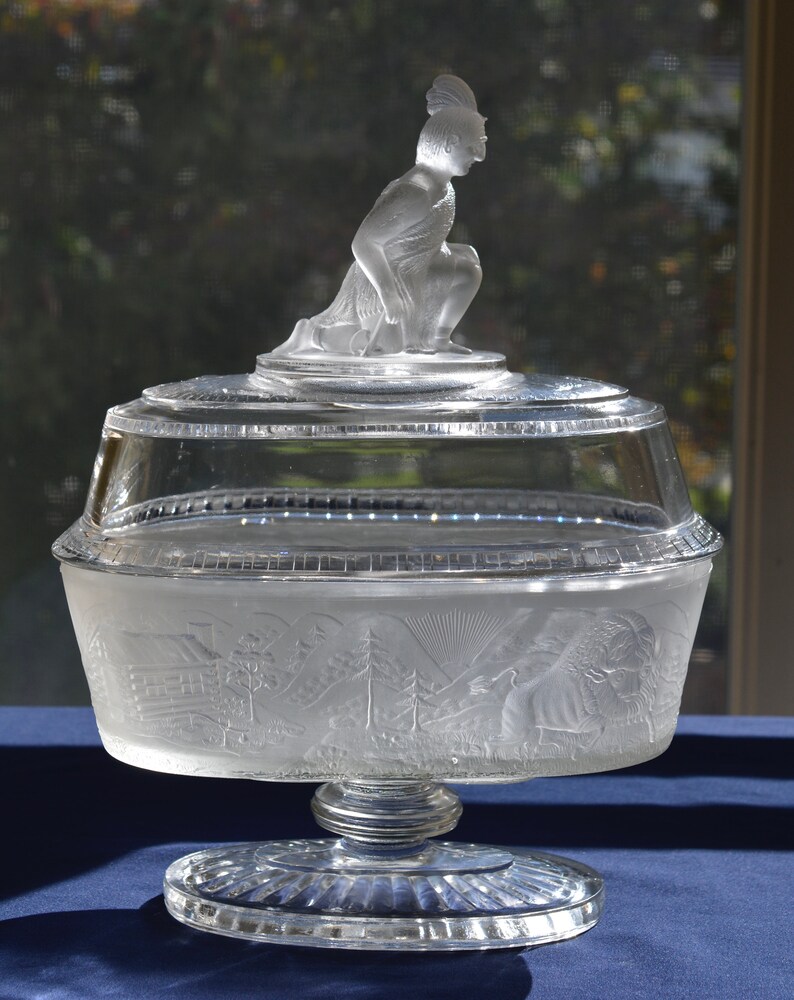 Original Gillinder and Sons Large Westward Ho Covered Compote C1879 - Etsy