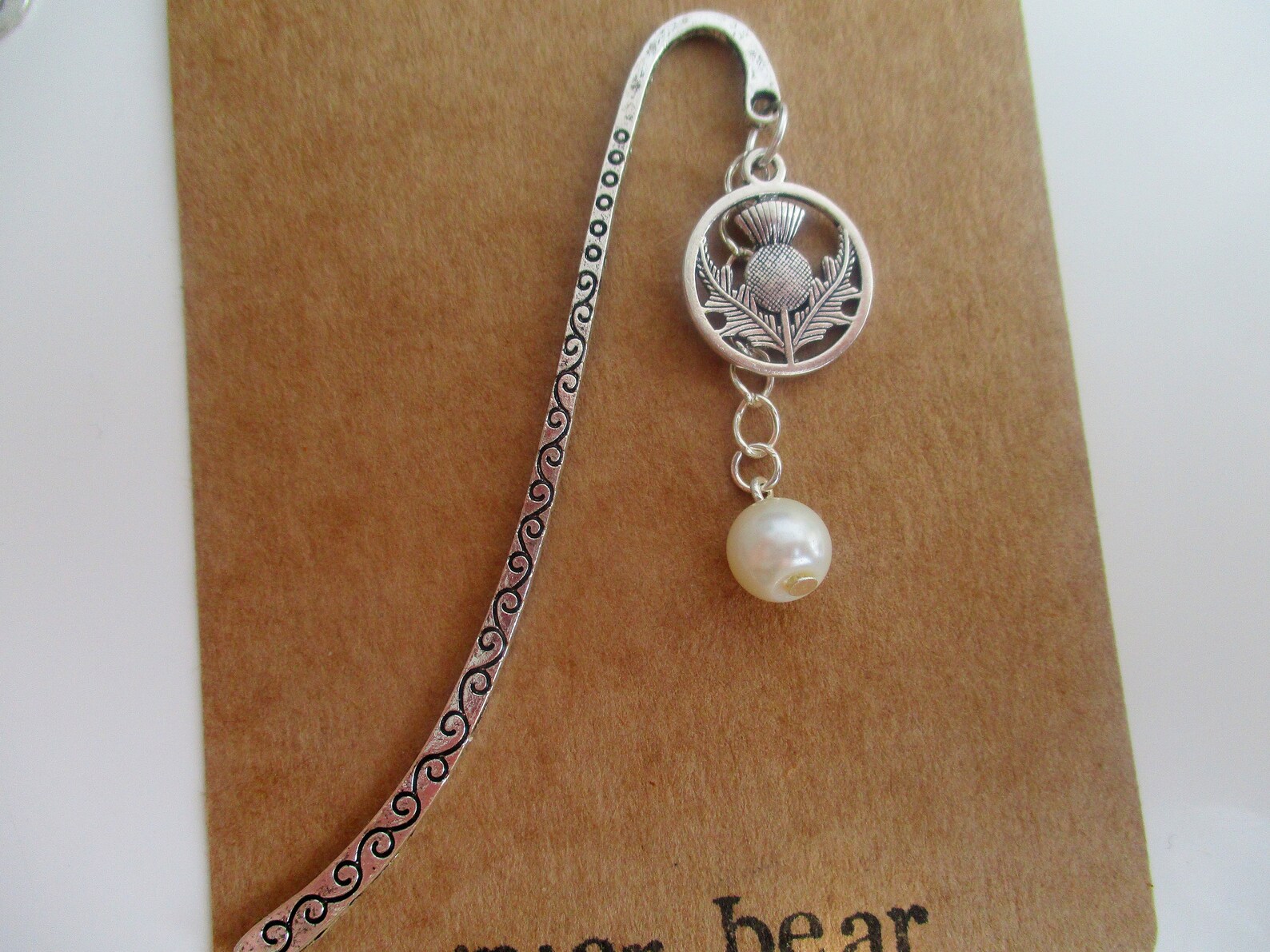 Thistle Bookmark With Pearl Charms Scotland Scottish - Etsy UK