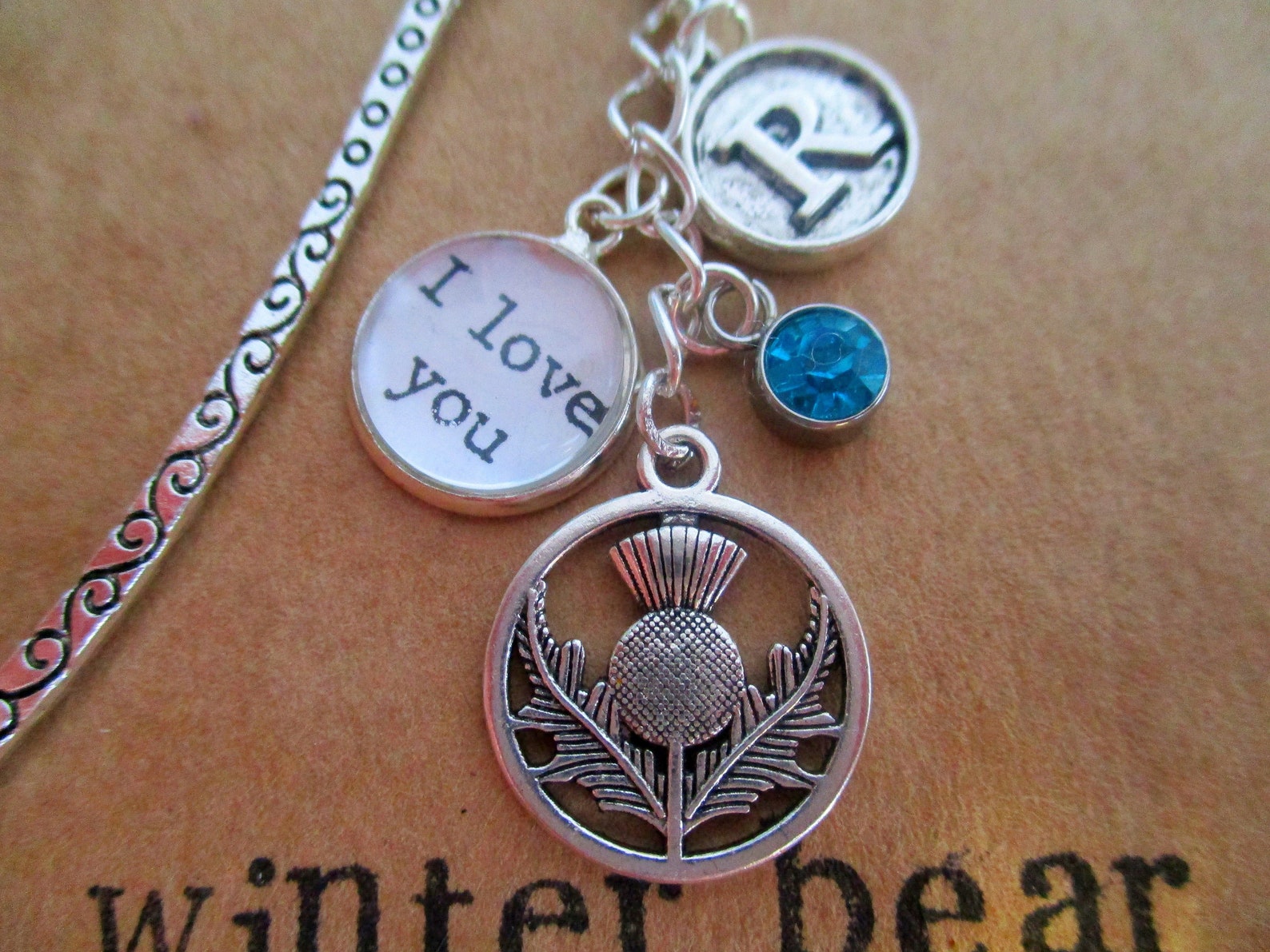 Personalised Thistle Bookmark Birthstone Scottish Gift - Etsy UK