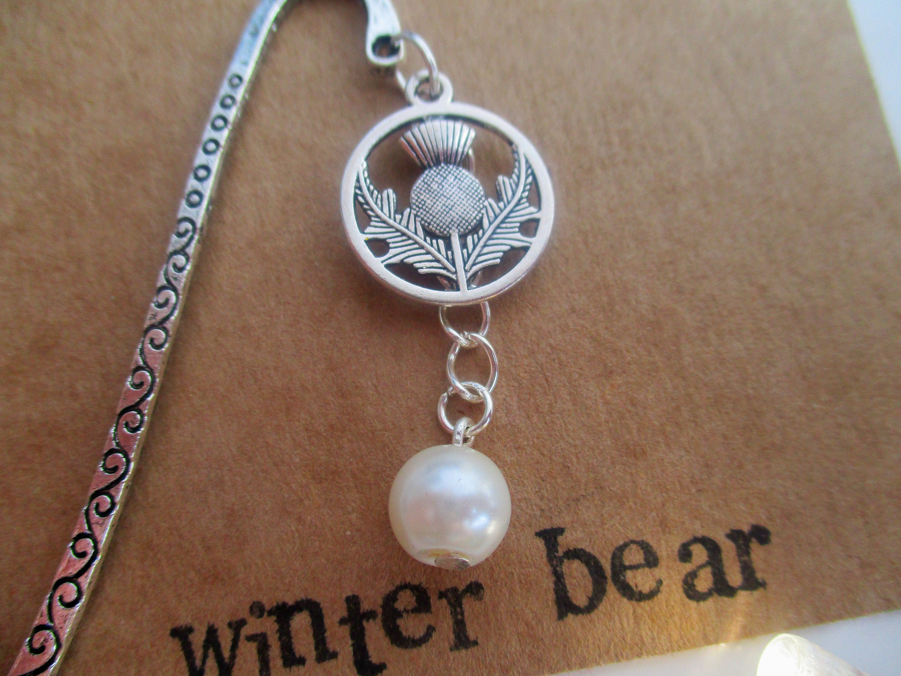 Thistle Bookmark With Pearl Charms Scotland Scottish - Etsy UK