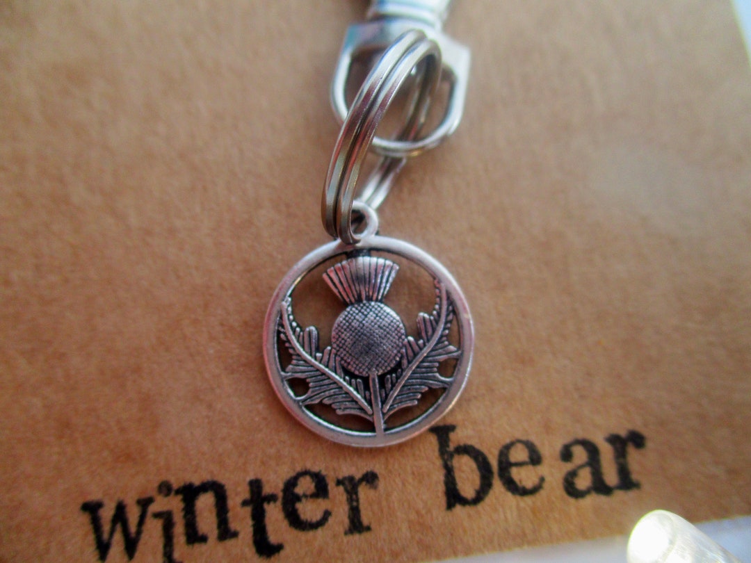 Personalised Thistle Keyring Keychain Bag Charm Scotland Scottish ...