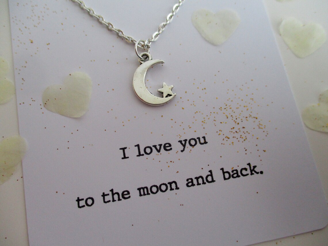 Moon And Star Necklace I Love You Sister Mum Friend | Etsy