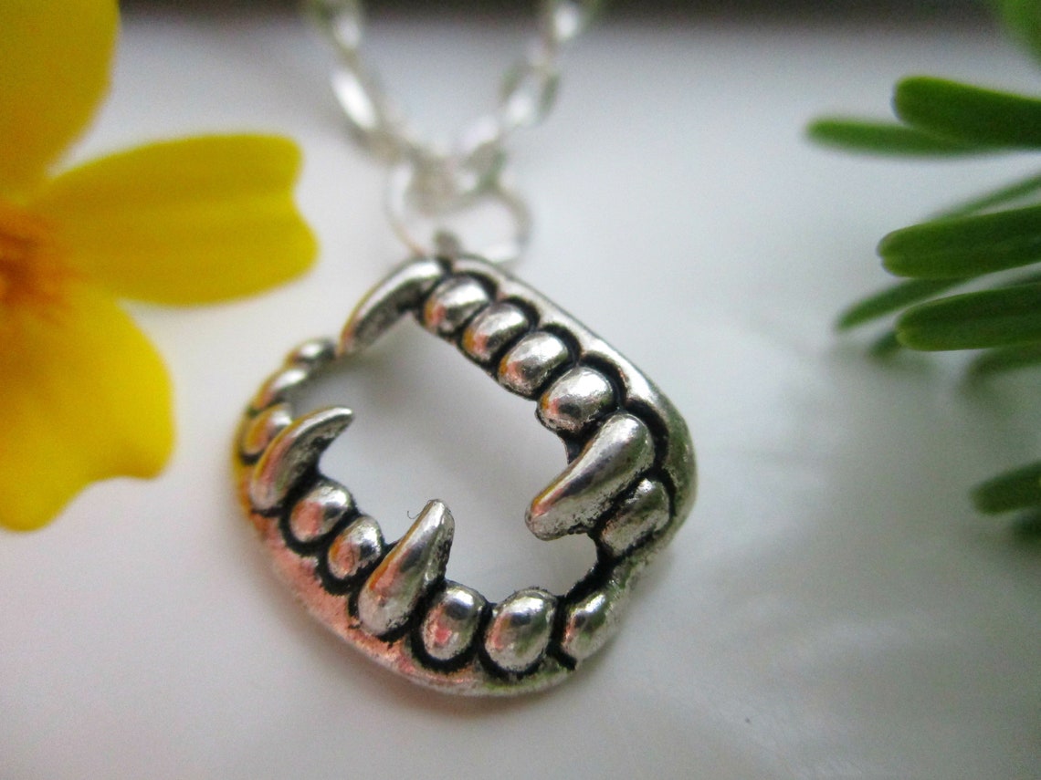 Personalised Vampire Teeth Necklace Halloween Spooky | Etsy