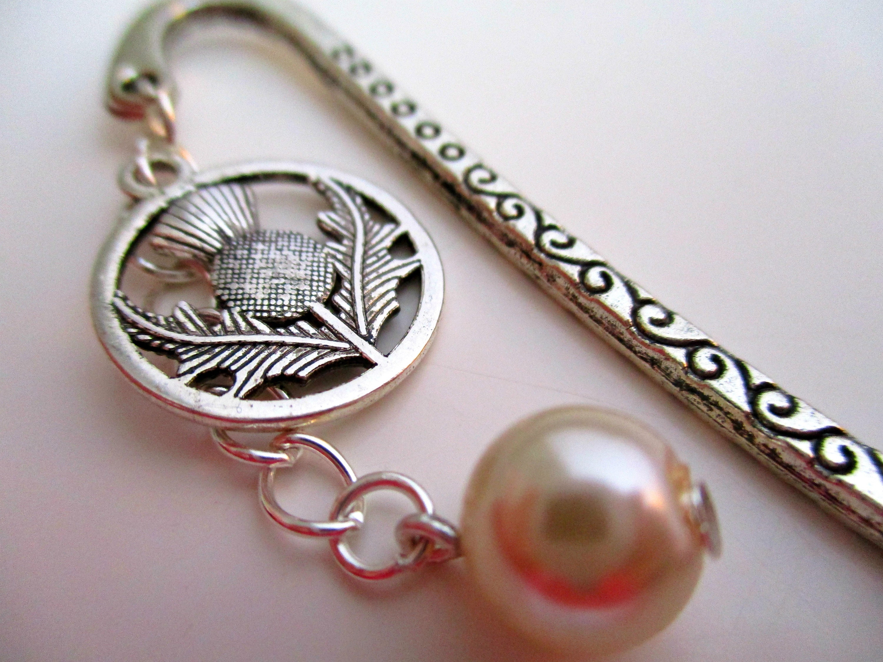 Thistle Bookmark With Pearl Charms Scotland Scottish - Etsy UK