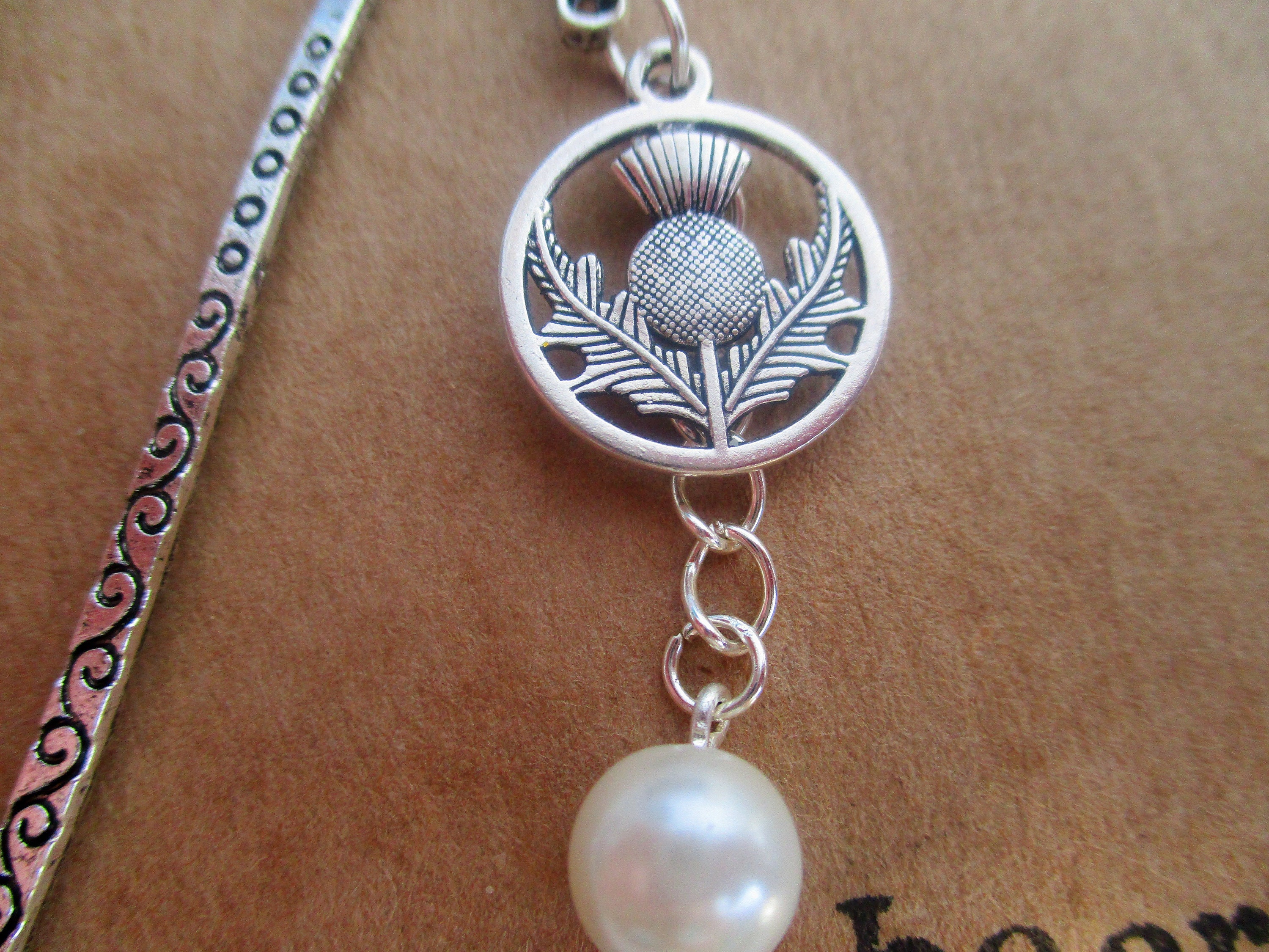 Thistle Bookmark With Pearl Charms Scotland Scottish - Etsy UK