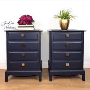 Stag Minstrel Bedside Tables Pair of Bedside Tables Navy | Etsy